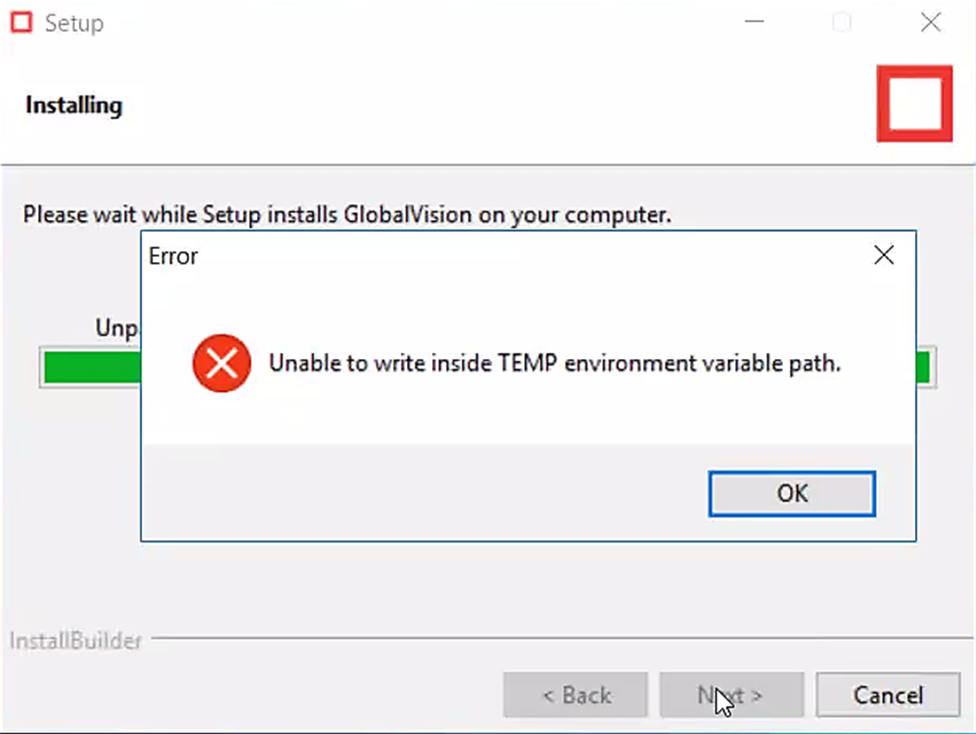 TEMP Environment variable path error